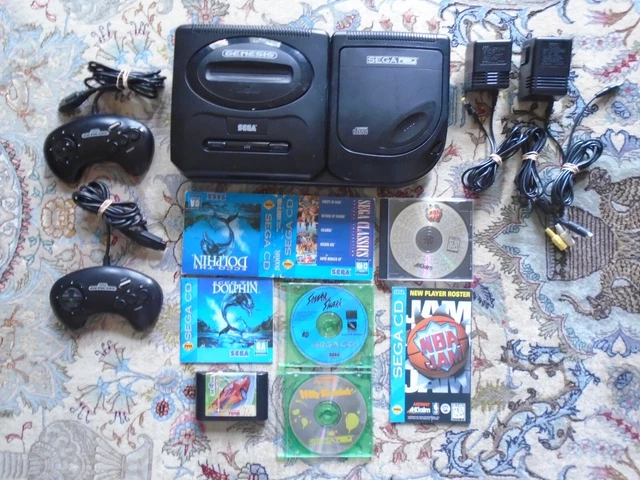 SEGA GENESIS CD Combo Console with several games, controllers, cables ...