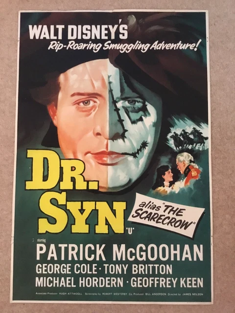DR. SYN, ALIAS THE SCARECROW, Cinema’s Original 1963 LARGE Disney Movie ...