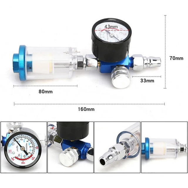 OIL WATER SEPARATOR Air Filter Regulator Moisture Trap Compressor Gauge ...