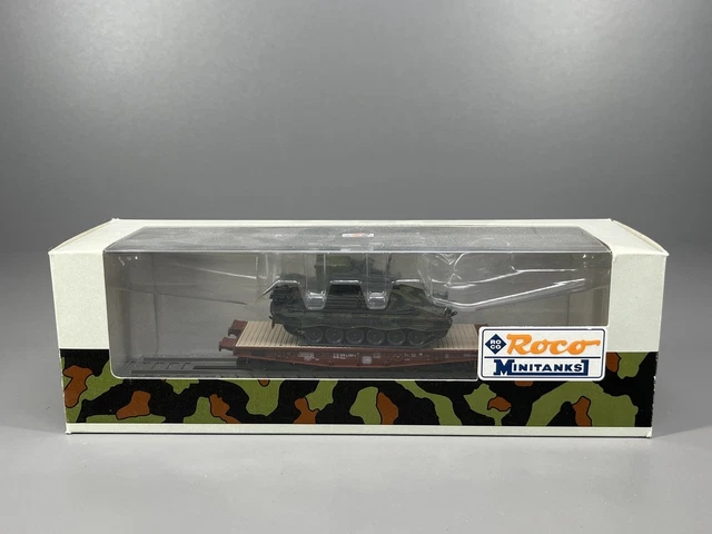 H0 ROCO MINITANKS Schwerlastwagen DB mit Panzer DC NEM OVP / 3 V 118 ...