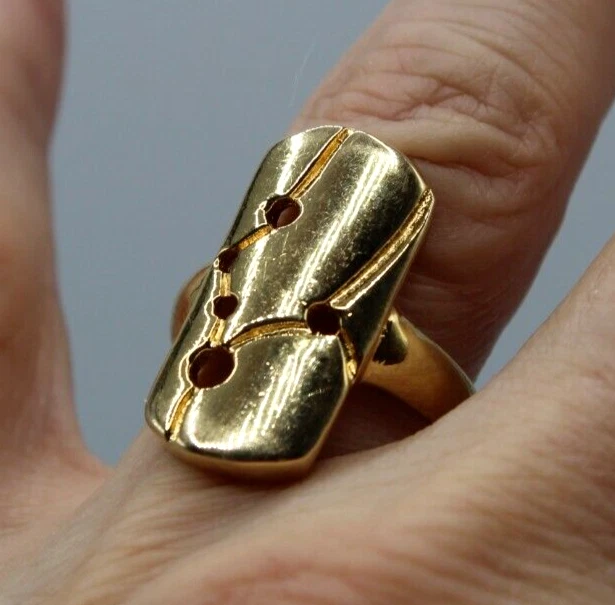 ANCIENNE BAGUE DE Créateur Design Moderniste en Plaqué Or Jaune T.53 ...