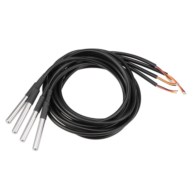 DS18B20 TEMPERATURE SENSOR Waterproof Digital Thermal Probe Sensor 1M 4 ...