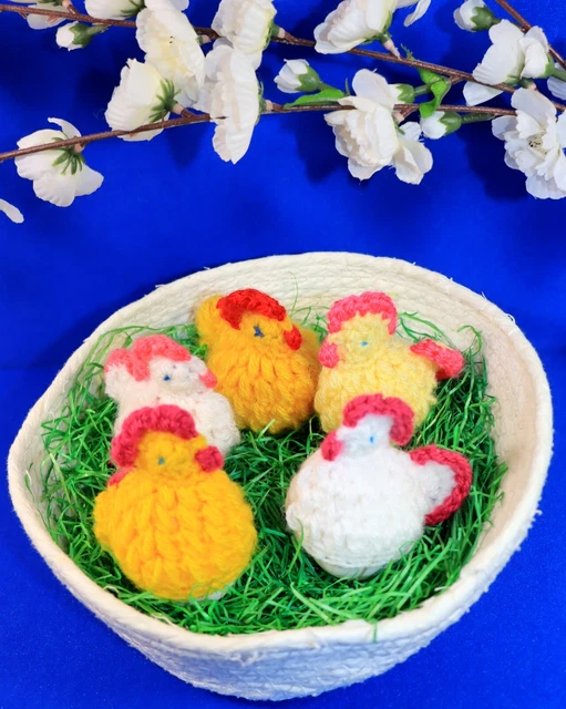 5 EIERWÄRMER EIERHÜHNER Osterhühner Osterküken Huhn Küken gehäkelt Wolle Handarb EUR 12,99 ...