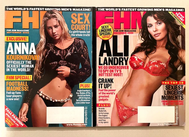 FHM MAGAZINE SEP/DEC 2002 LOT ISSUEs #28,25 Ali LANDRY Kournikova RARE ...