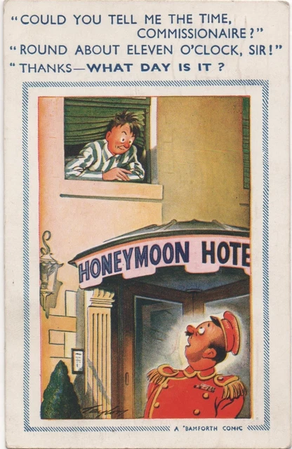 POSTCARD BAMFORTH COMIC Series No 639 Brown Triangle Honeymoon Hotel £3 ...