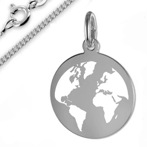 ANHÄNGER GRAVURPLATTE WELT/WELTKARTE -Silber925- Inkl. pers. Gravur und Kette EUR 29,95 ...