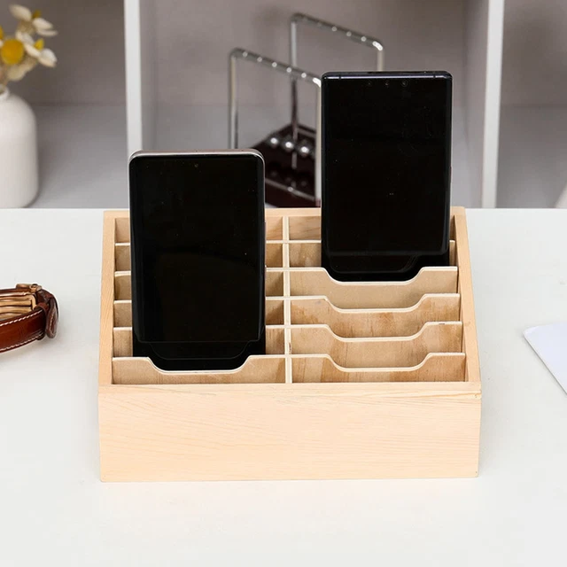 48 COMPARTMENT WOODEN Cell Phone Box Storage For Home Office £74.65 ...