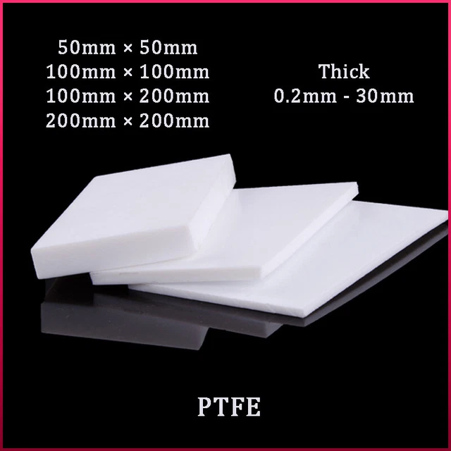 ESPESOR DE PLACA de lámina de película de PTFE 0,2 mm-30 mm 50 x 50 mm 100 x 100 mm 100 x 200 mm ...