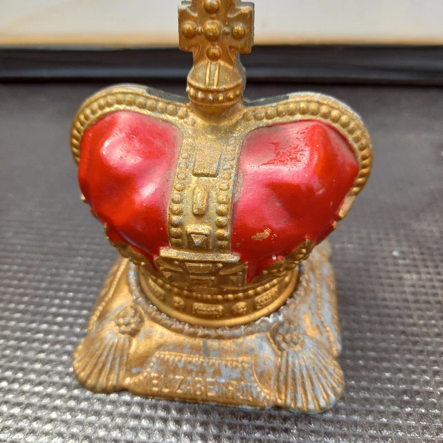 RARE QUEEN ELIZABETH II, 1953 Coronation Money Box Cast Iron Coin Bank ...