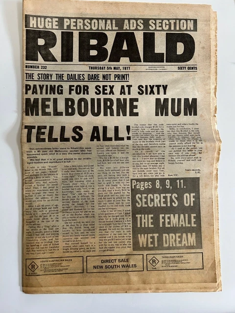 AUSTRALIAN NEWSPAPER RIBALD 232 5th May 1977 Passions of Willow cartoon ...