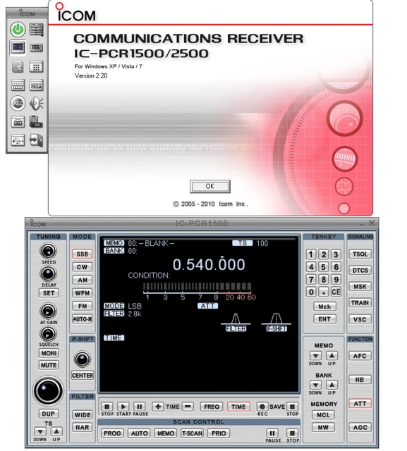 ICOM IC-PCR1500/2500 V2.201 Radio Control IC-R1500/2500, IC-PCR1500 ...