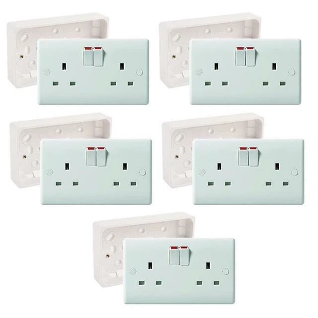 Wall Socket Covers 13A Double Wall Socket 2 Gang With Switched Plug ...