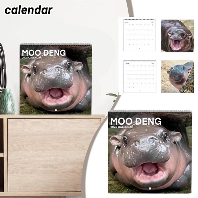 2025 MOO DENG Calendar, 2025 Moo Deng Pygmy Hippo Monthly Calendar Hot ...