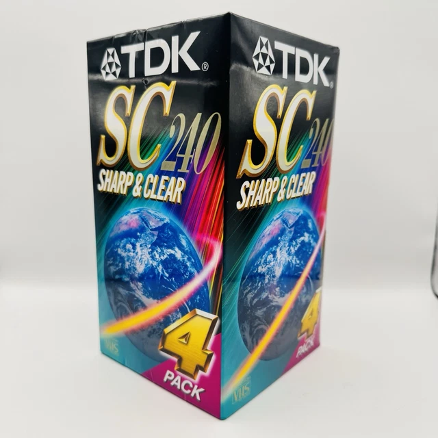 TDK SC-240 SHARP Clear 4 X Pack Blank VHS VCR Video Tapes New Sealed ...