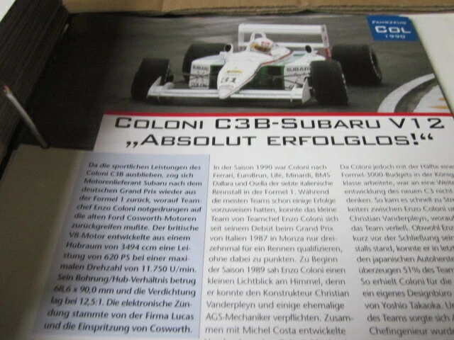 FORMEL 1 ARCHIV Autos 1990 Coloni C3B Subaru V 12 EUR 4,44 - PicClick DE