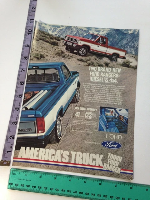 VINTAGE PRINT AD 80's Ford Ranger Diesel & 4x4 photo America's Truck ...