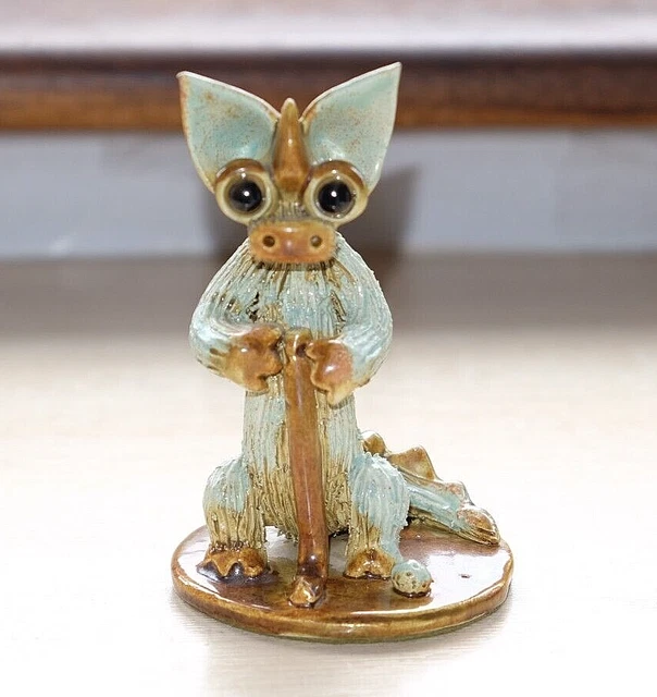 A VINTAGE YARE Designs Studio Pottery Dragon Figure Golf Player Golfing ...