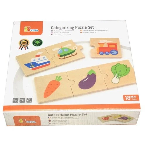 CATEGORIES SORTING MATCHING Wooden Puzzle SET 24 pc Educational KIDS ...