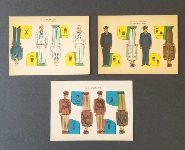ANTIQUE VINTAGE PAPER Toy Soldiers Enlisted Men Uncut Paper Doll Toy ...