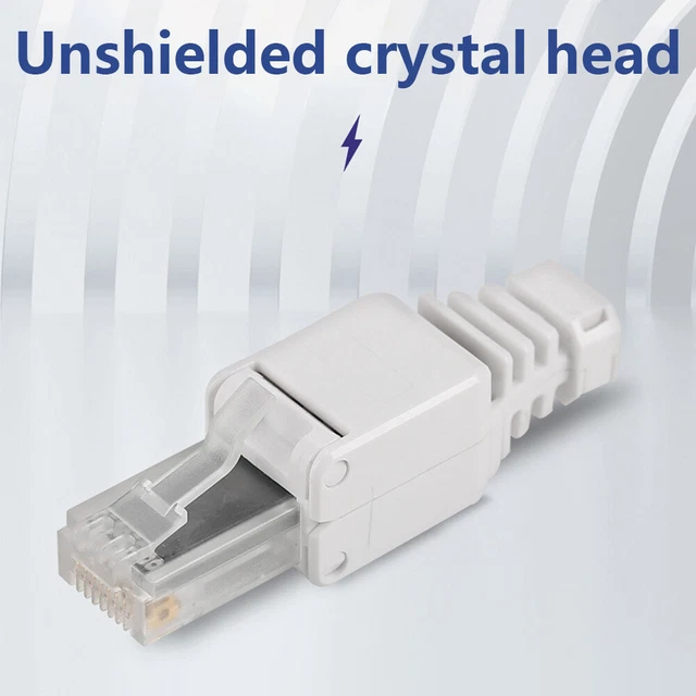 NETWORK CONNECTOR PLUGS Nickel Plating Crystal Head Terminal Connection ...