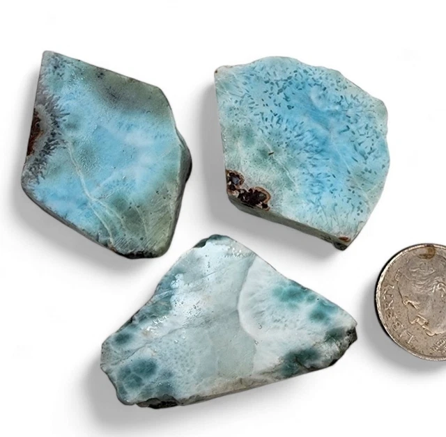 LARIMAR UNPOLISHED NATURAL Slabs Dominican Republic 40.4 grams 3 Piece ...