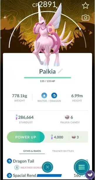 POKEMON SHINY PALKIA Origin With GoWild -Spacial Rend - Tra de 20k dust ...