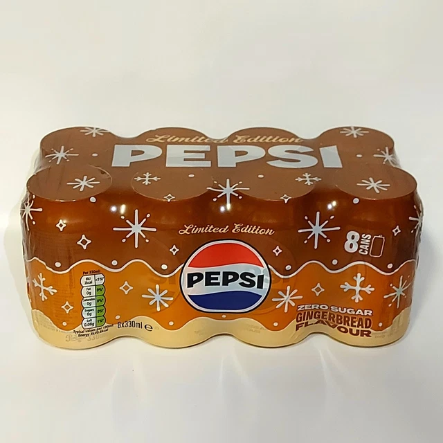 PEPSI ZERO SUGAR GINGERBREAD FLAVOUR 8x330ml CANS CHRISTMAS LIMITED ...