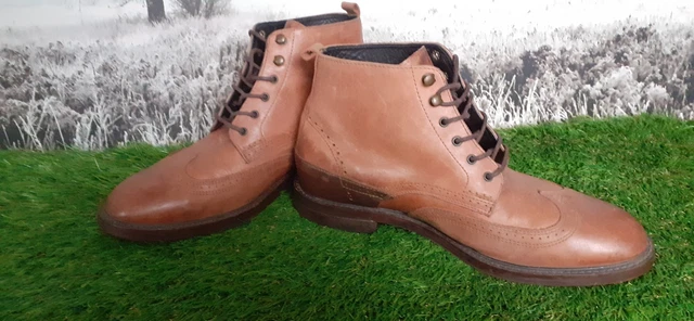 HUDSON OF LONDON Tan Leather Brogue Boots Style 4648 Size UK 10 / EUR ...