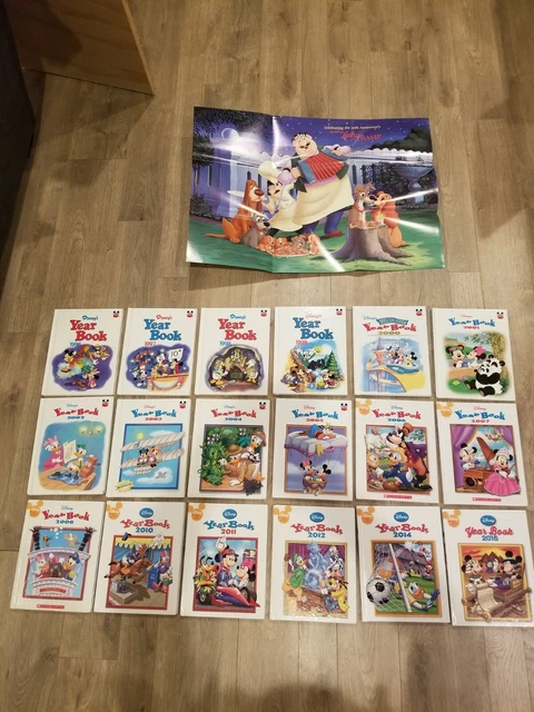 LOT OF 18 Hardcover Disney Yearbook 1996 - 2015 + Three Posters missing ...