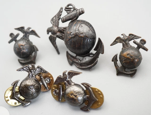 WWII - KOREAN War USMC Marine EGA Hat Badge & Collar EGA Sets Lot Of 5 ...