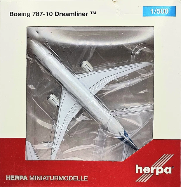 BOEING 787-10 DREAMLINER Miniaturmodell 1:500 Herpa Sammlermodell NEU ...