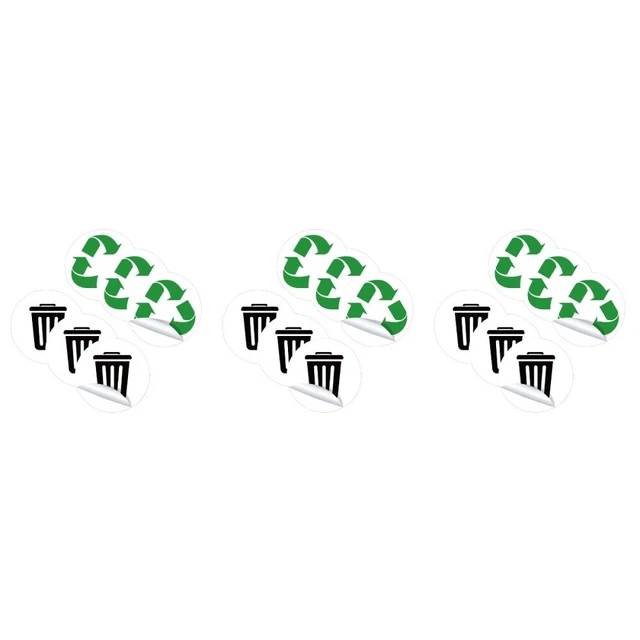 SET OF 3 Garbage Classification Label Baby Trash Bin Recycle Stickers ...
