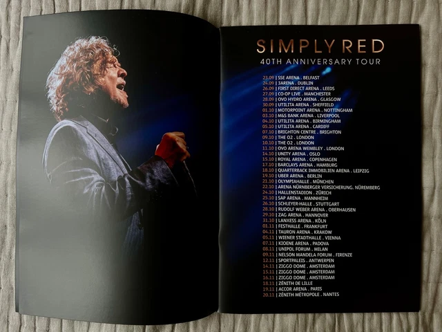 SIMPLY RED 40TH Anniversary Tour 2025 - Tourbook Programmheft EUR 45,00 ...