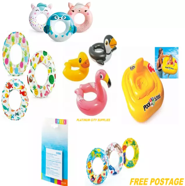 INTEX CHILDRENS INFLATABLE Animal Split Ring Swimming Pool Summer Beach ...