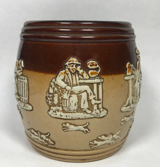 ANTIQUE ROYAL DOULTON Tobacco Jar Harvest Hunting Pattern 2890 England ...