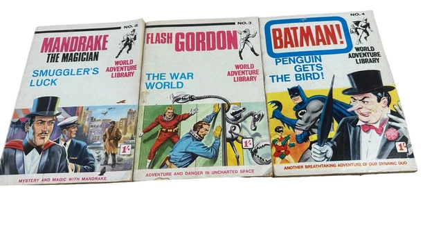 WORLD ADVENTURE LIBRARY -Batman No 4-Flash Gordon No 3 and Mandrake No ...