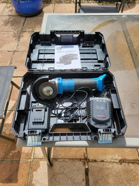 FERREX CORDLESS ANGLE grinder 20v Mod No wws-aws20-yo1 with charger & 1 ...