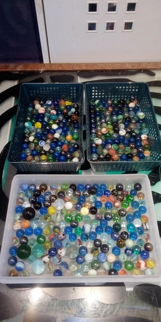 VINTAGE MARBLES 2KG Lot 80s 90s Decent Condition Mixed colors styles ...