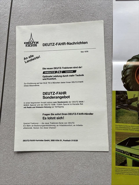 ORIGINAL PROSPEKT DEUTZ Special Serie Traktor Schlepper Faltprospekt ...