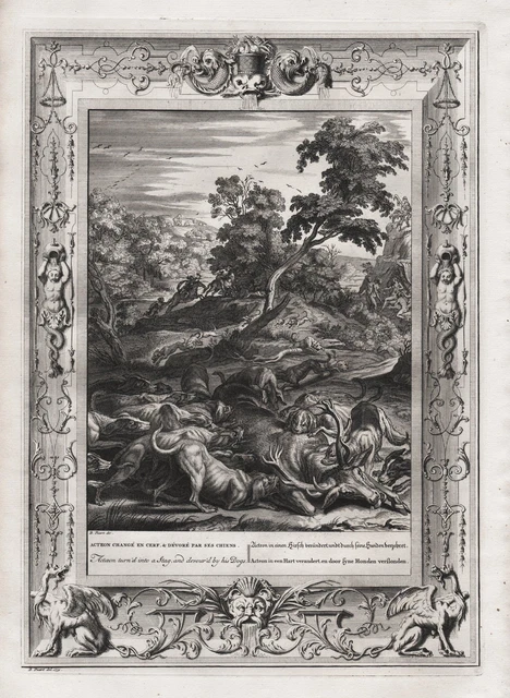 ACTAEON AKTAION HIRSCH deer Mythologie Greek mythology Kupferstich ...
