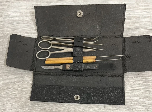 VINTAGE CLAY ADAMS 6 pc Medical Field Dissection Kit Doctor Travel Case ...