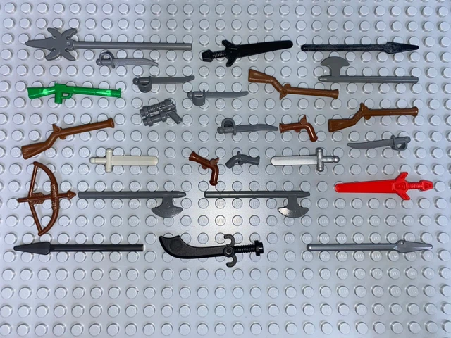 LEGO CASTLE WEAPON Crossbow Axe, Halberd Longbow with Arrow Drawn 2570 ...