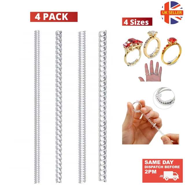 RING SIZE REDUCER Adjuster Resizer Transparent Silicone Spiral Snuggies ...