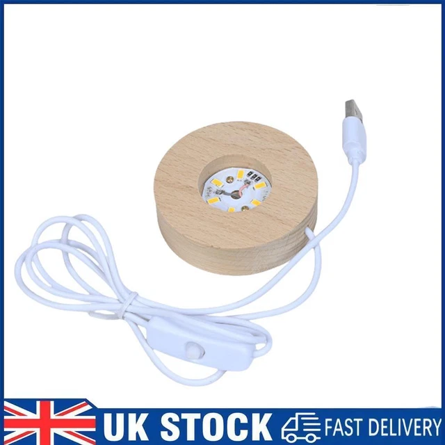 LED WOOD DISPLAY Base Round Resin Lamp Display Stand for Crystal Glass ...
