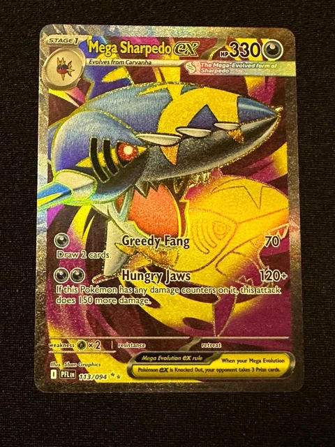 POKÉMON PHANTASMAL FLAMES Mega Sharpedo Ex Full Art 113/094 £7.59 ...