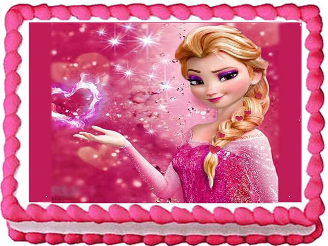 FROZEN PINK ELSA edible cake topper decoration frosting sheet image-1/4 ...