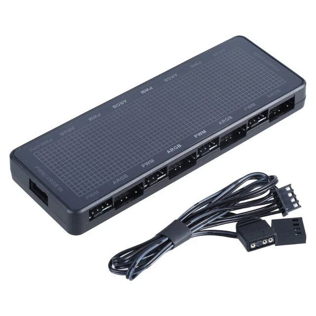 CUSTOMIZABLE PC FAN Hub with ARGB PWM Controls, SATAs Interfaces and 8 ...