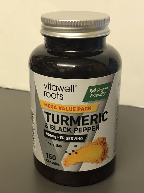 VITAWELL - TURMERIC & Black Pepper Capsules 150 Capsules. BRAND NEW ...