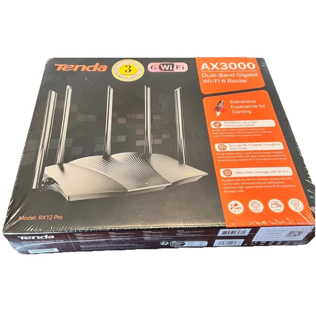 TENDA RX12 PRO WiFi 6 AX3000 Wireless WiFi Dual Band Gigabit AX Gaming ...