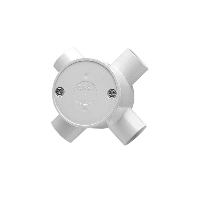 CLIPSAL CONDUIT ROUND Junction Box 4 Way 25mm Gray 240/25/4 EUR 2,17 ...